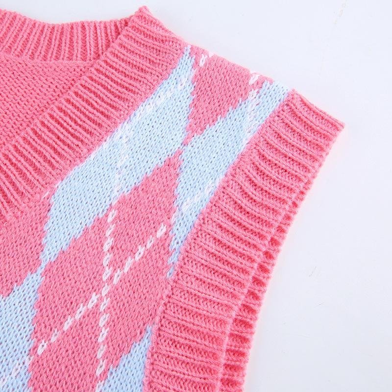 DIAMOND CHECK KNIT VEST 202108主动下架