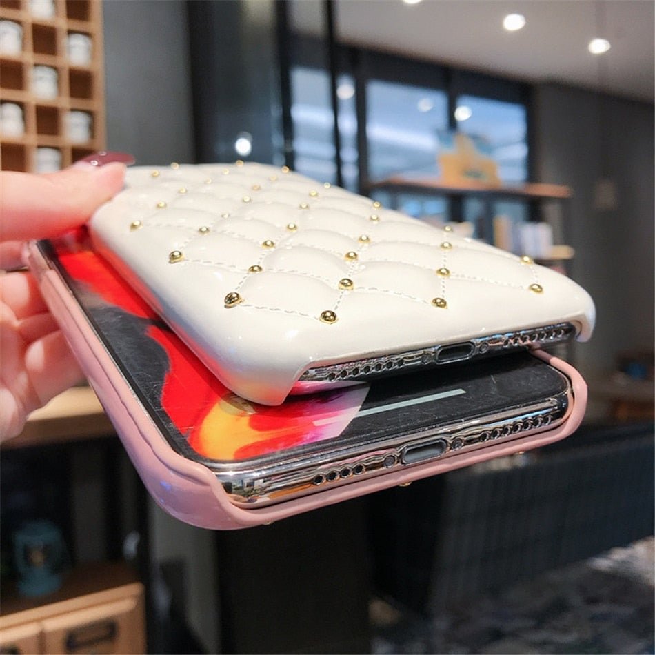 Luxury Quilted and Bejewelled Leather Bling Phone Case