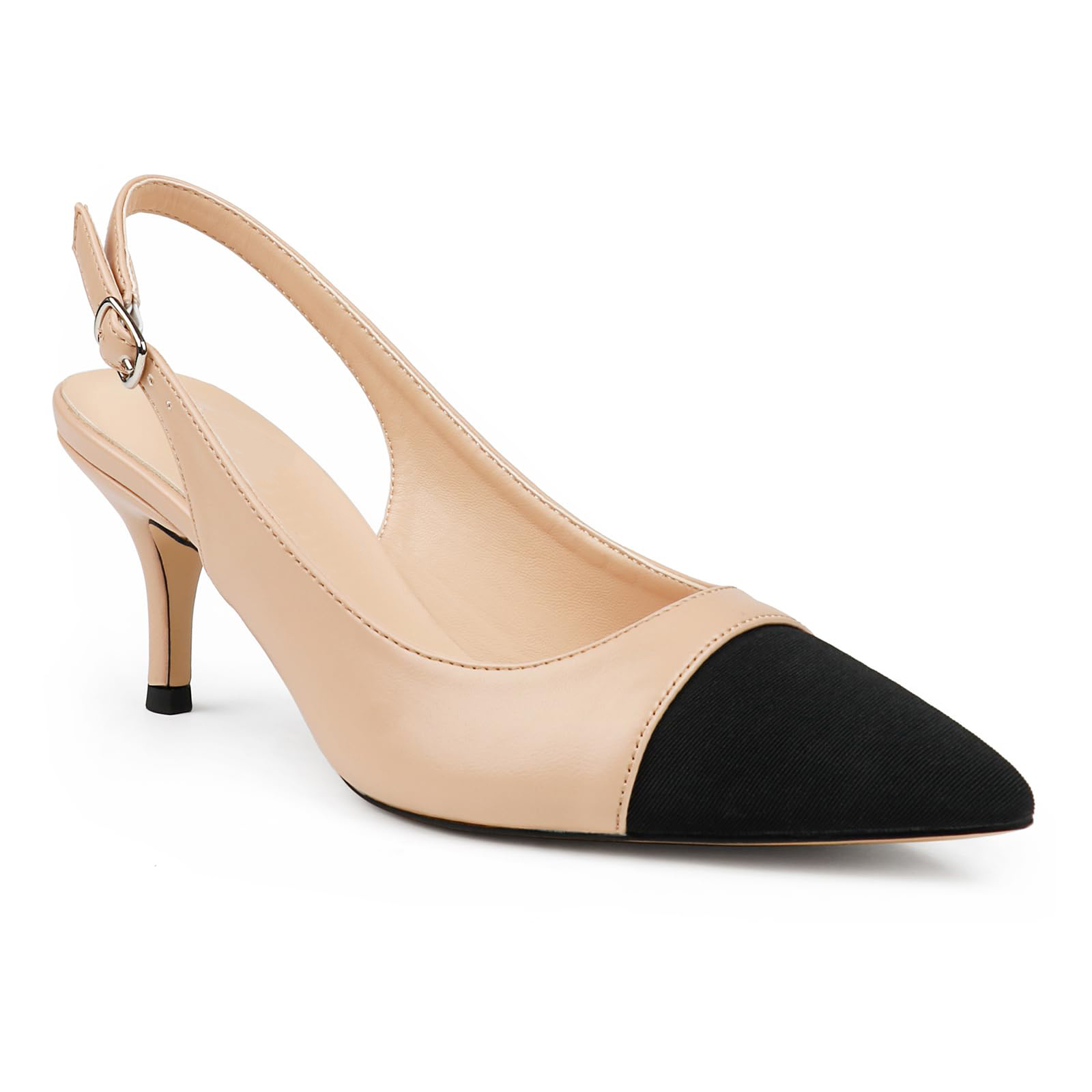 65mm Womens Slingback Pumps Closed Round Toe Splicing Casual Shoes