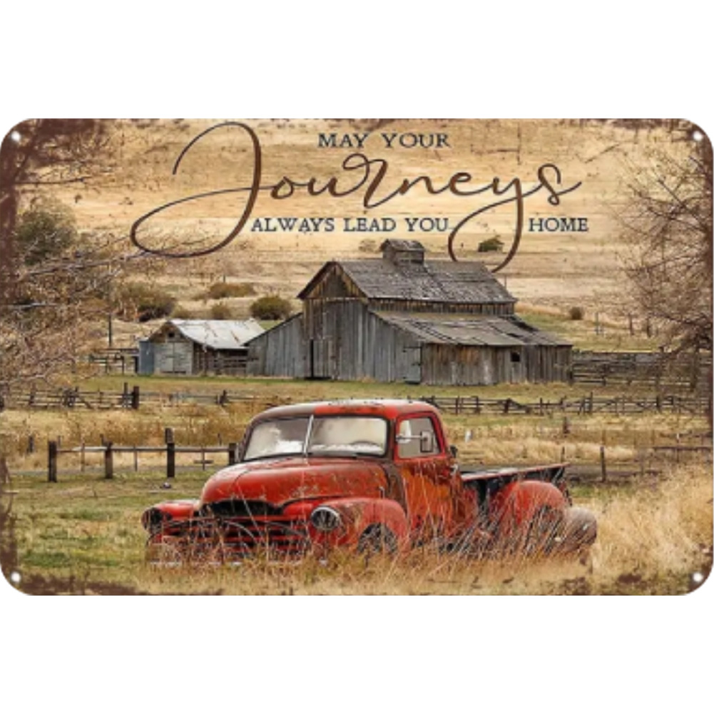 Red Truck And Vintage Barn - Metal Tin Signs(8*12Inch/12*16Inch)