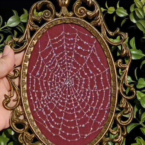 Spider Web Embroidery Pattern with Dew Drops – with Instruction Video