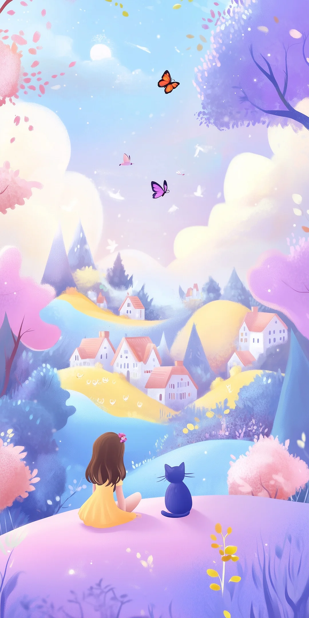 Marie AI.Kunstwerke -Little Girl and House Landscape (canvas) full ...