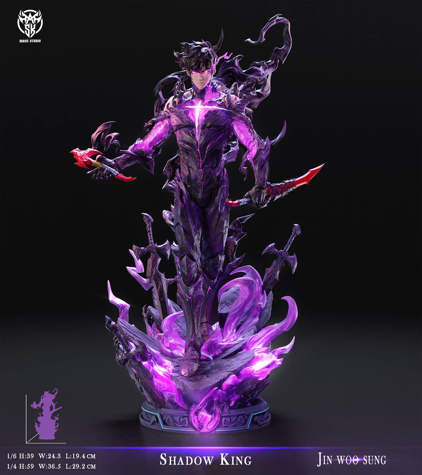 1/6 & 1/4 Scale Shadow Monarch Sung Jinwoo with LED - Solo Leveling ...