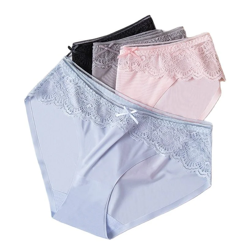 Billionm Underwear Sexy Women Panties Ice Slik Cute Bow Girls Briefs ...