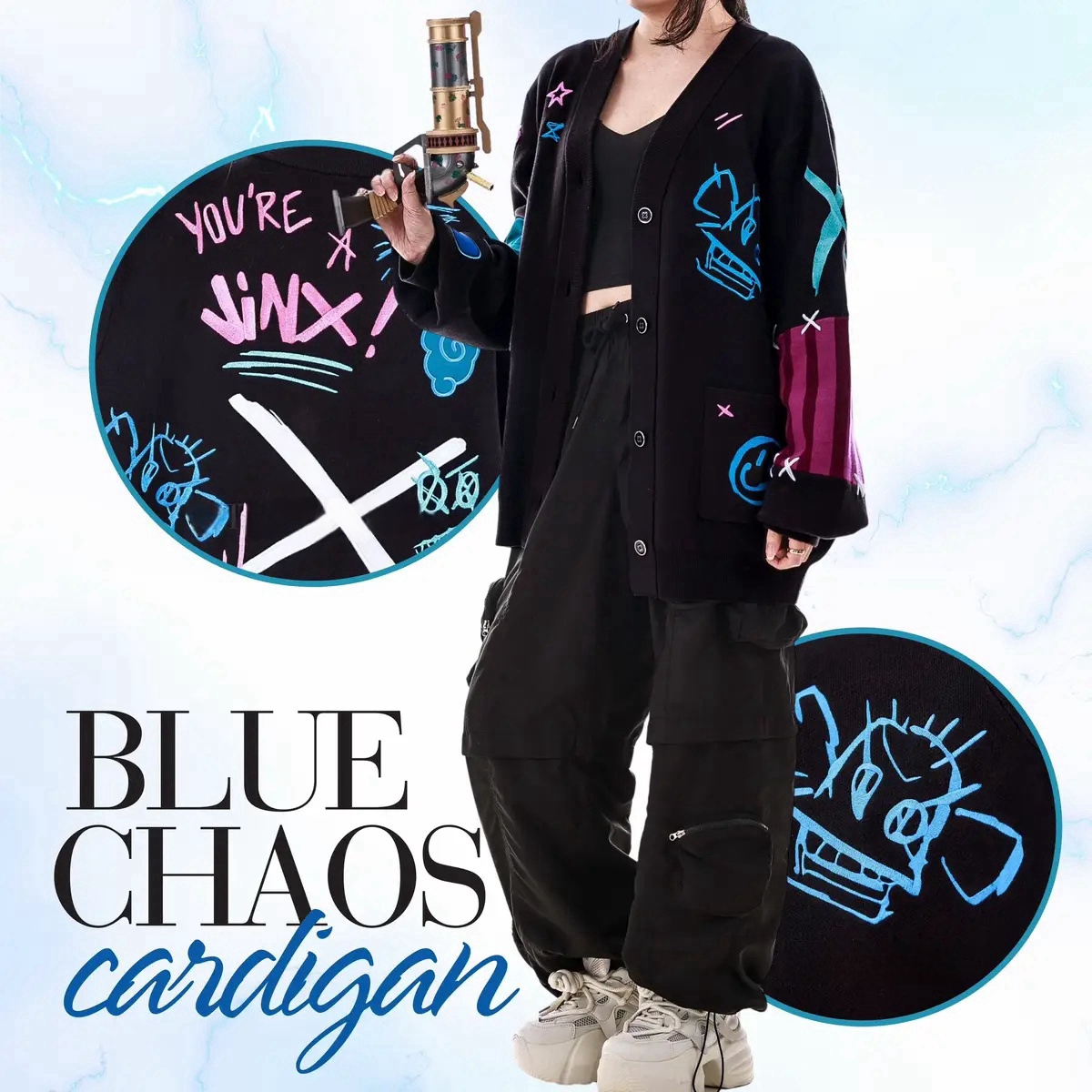 JINX Blue Chaos Cardigan
