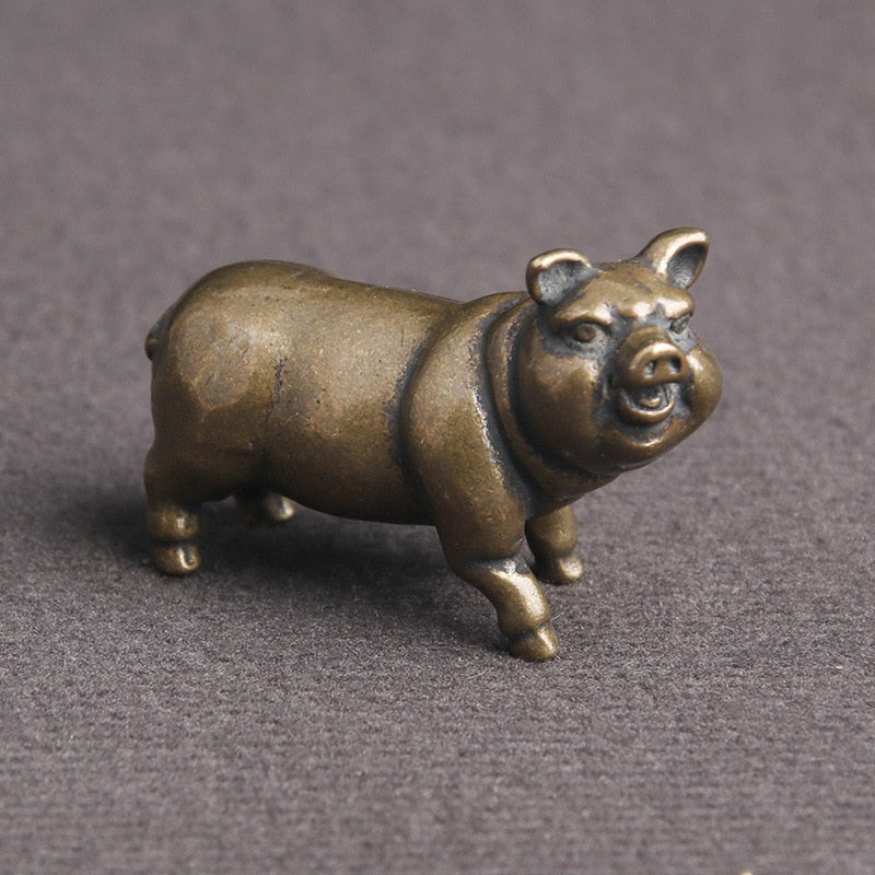 Solid Copper Pig Small Statue Ornament Lucky Animal Home Decor for ...