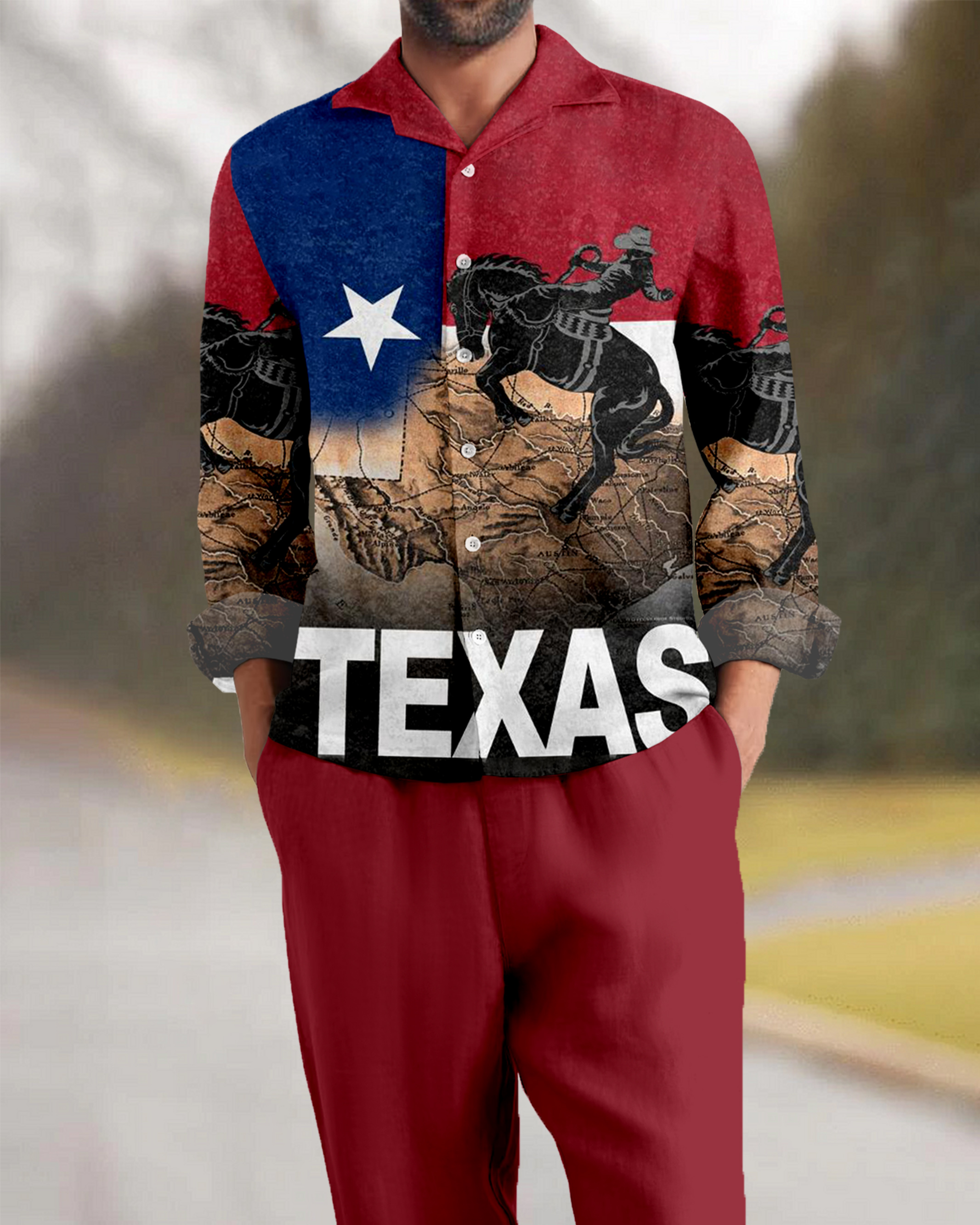 Suitmens Men's Vintage Texas Cowboy Long Sleeve Suit-0026