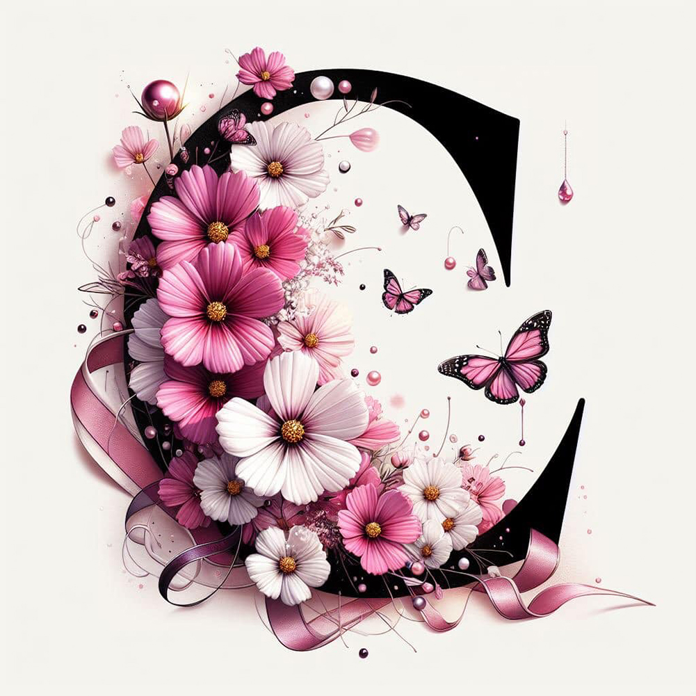 Diamond Painting - Full Round - Daisy Butterfly Letters (40*40CM)