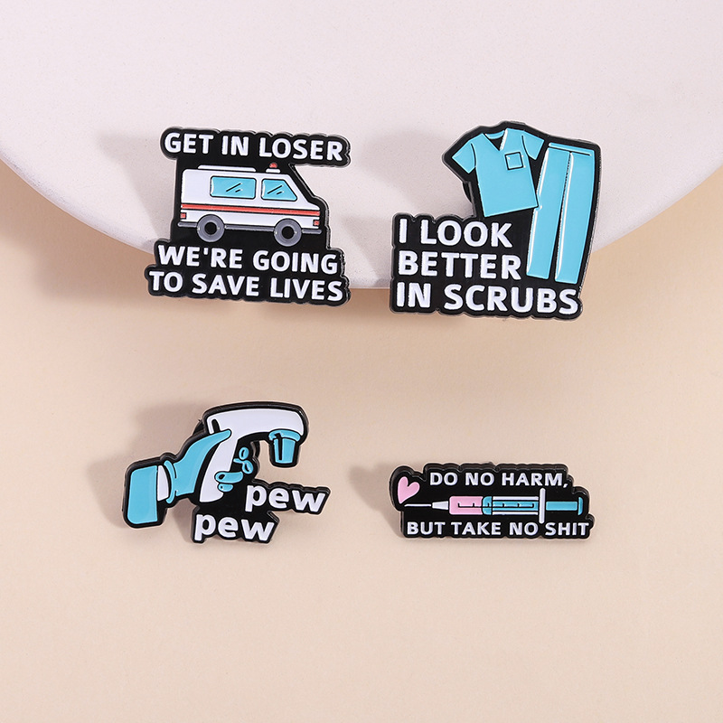 Enamel pins, hospital doctors, nurses, clothes, accessories, ambulance ...