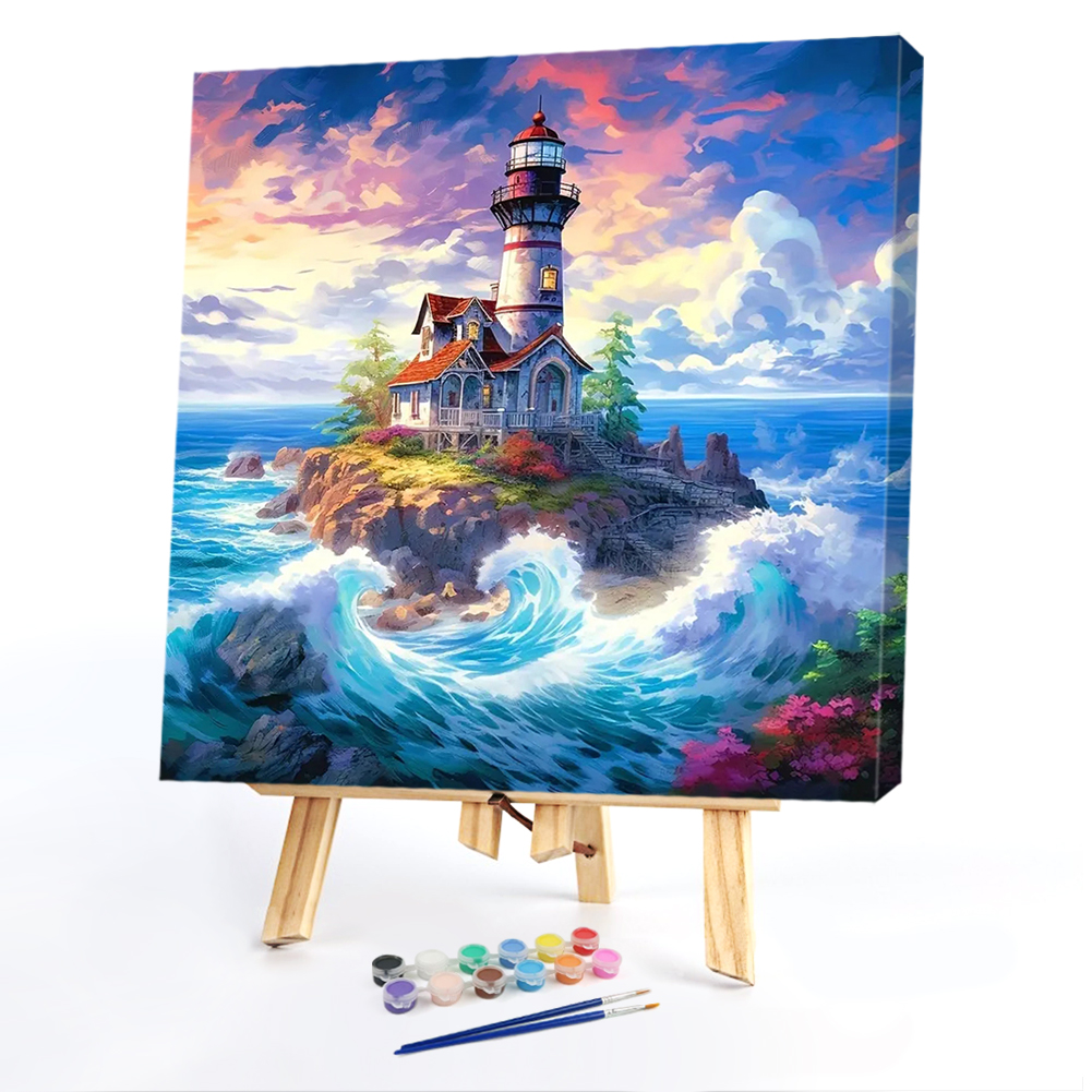 Oil Paint by Numbers - lighthouse island (40*40cm)