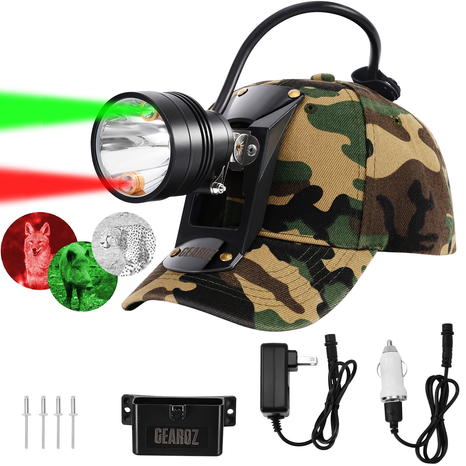 GearOZ LED Coyote Hog Coon Hunting Lights, 10W Rechargeable Hunter ...