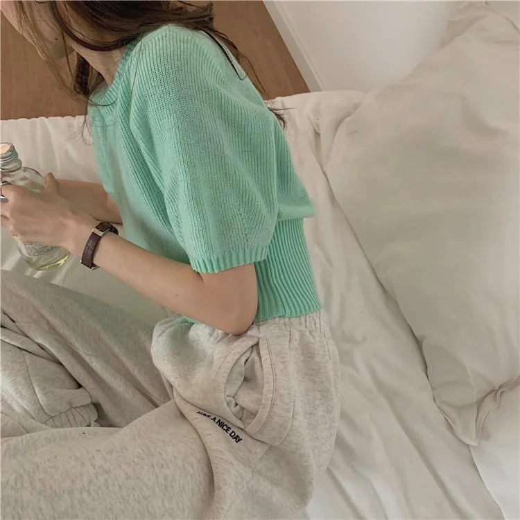 CANDY COLOR KNIT CROP TOP