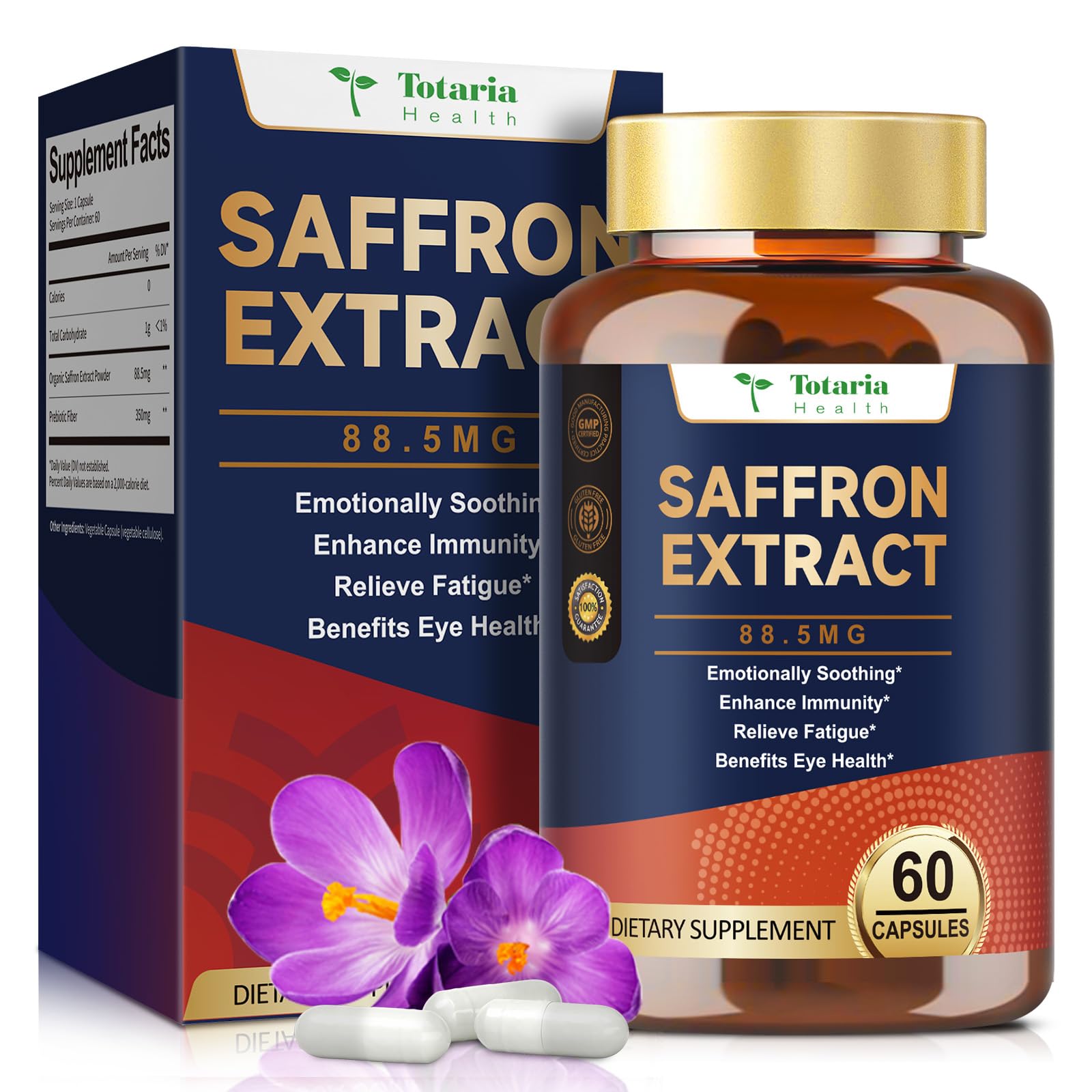 Organic Happy Saffron Supplements - 100% Organic Saffron Extract 88.5mg ...