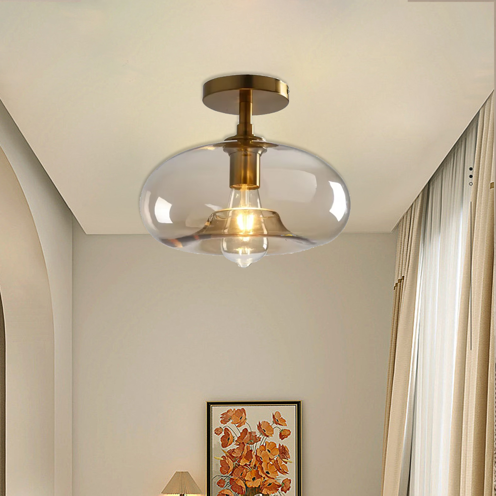Nordic LED Glass Ceiling Light Cognac For Living Room Bedroom Cloakroom ...
