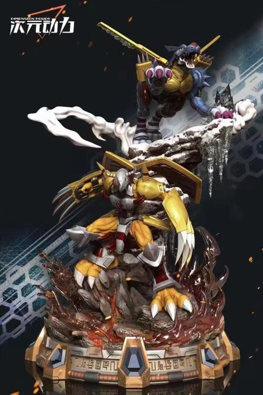 WarGreymon & Metal Garurumon - Digimon Resin Statue - Dimension Power ...