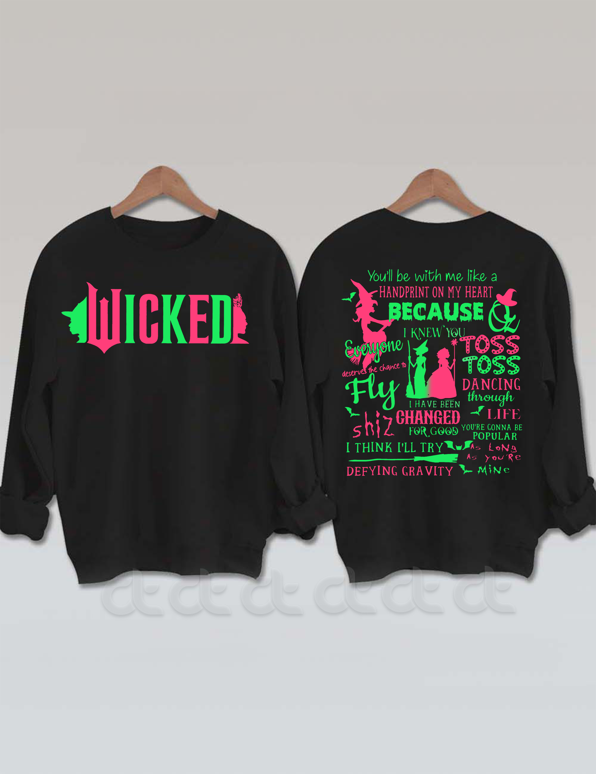 Wicked Defy Gravity Broomstick Magic Wand Sweatshirt