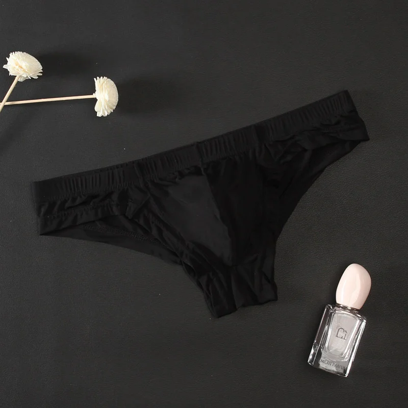 Low-waist ice silk transparent sexy U-convex briefs