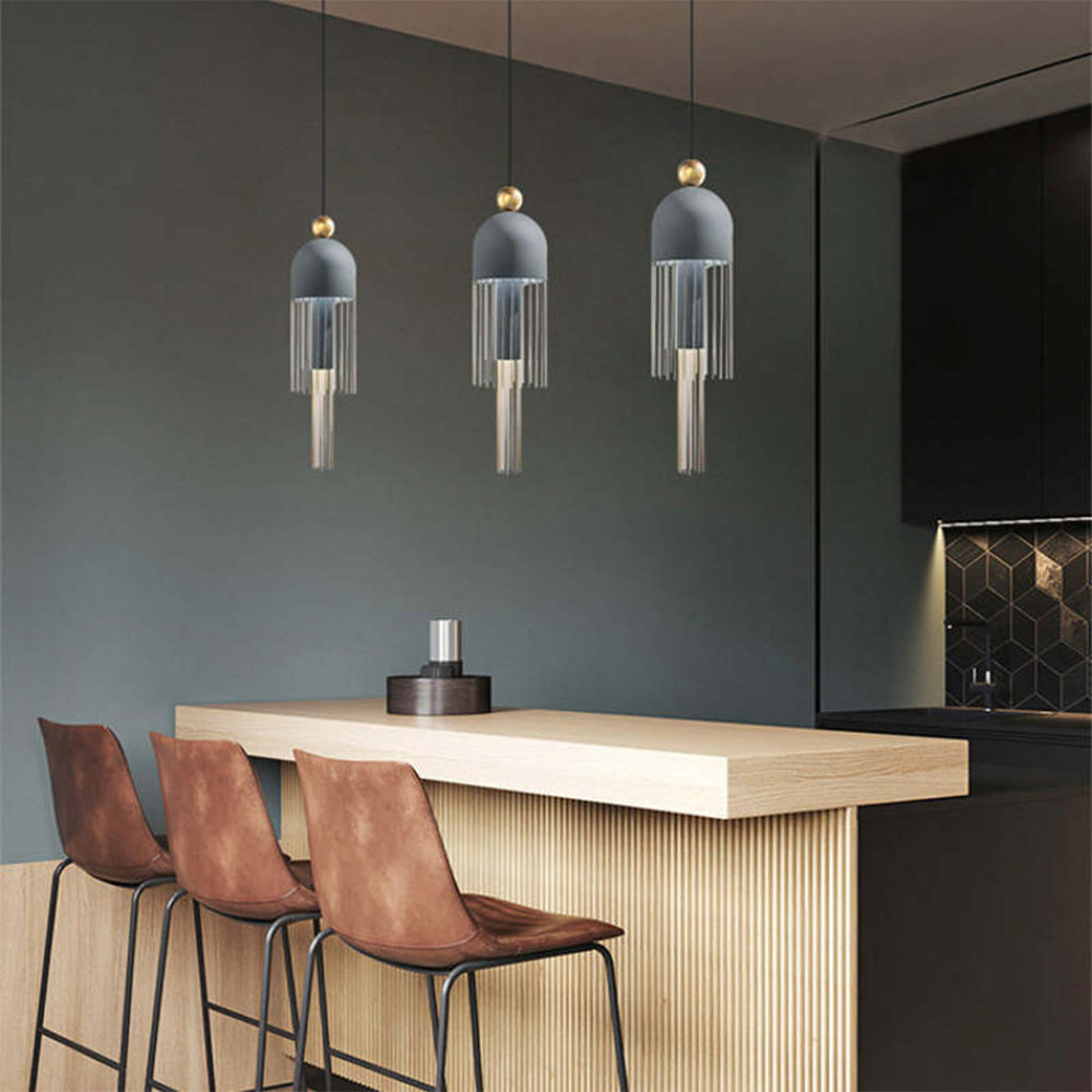 Modern Minimalist Colon Pendant Light with Tassel - Brushed Brass ...