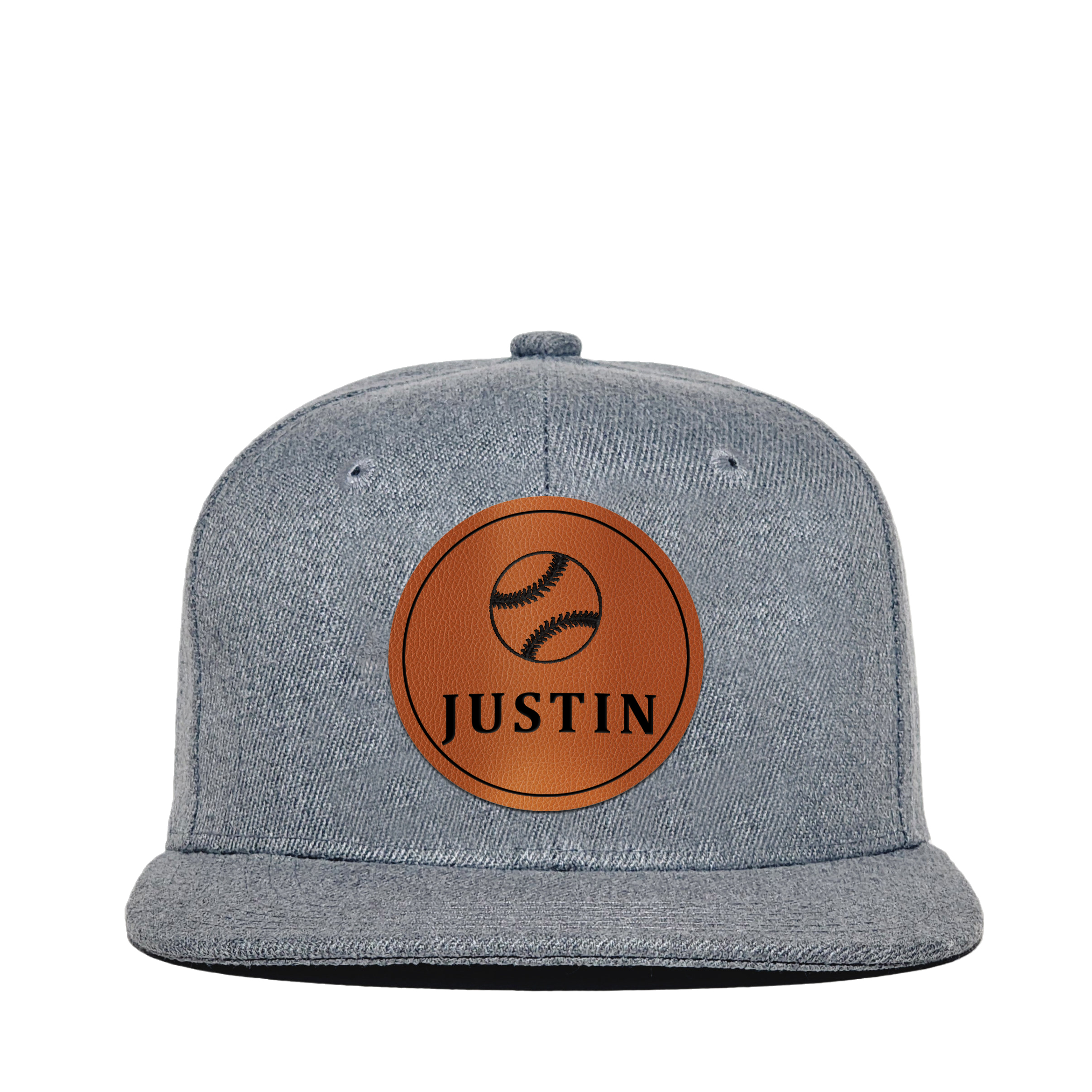 Personalized Kids Baseball Leather Patch Buckle Back Cap|C01