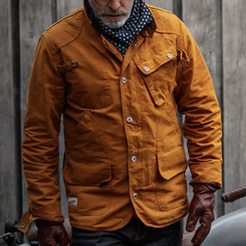 Vintage Waxed Canvas Zip-Up Hunting Jacket