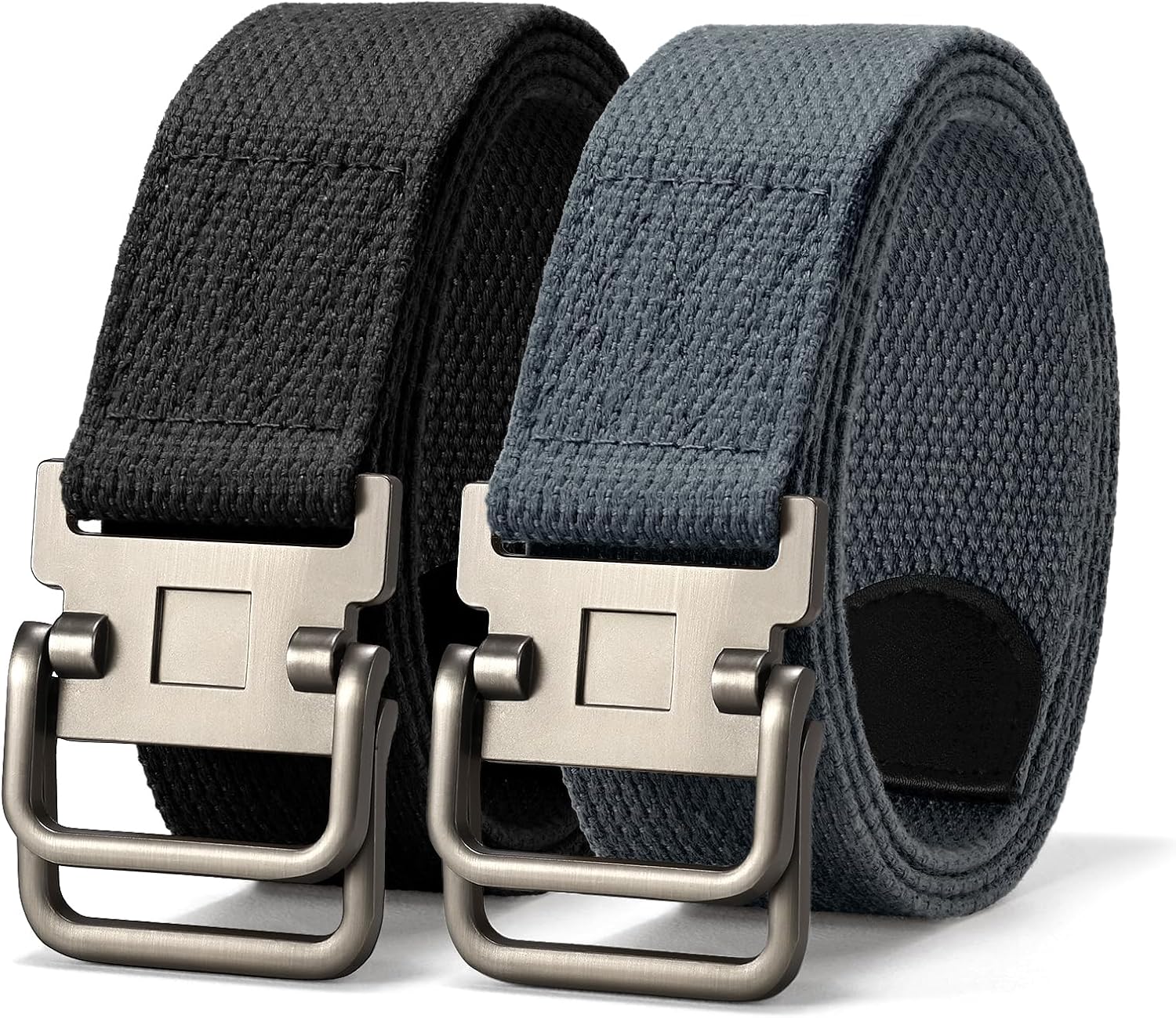 GAR BETHE 2 Pack Canvas Web Belts Double D Ring Buckle For Men Fabric ...