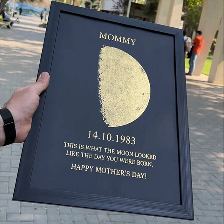 Custom Moon Phase Frame With Your Text, Custom Birth Date Art Frame ...