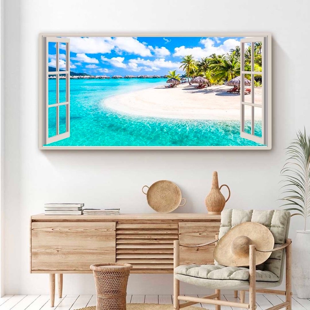 Beautiful Beach Sand Windows Canvas Wall Art