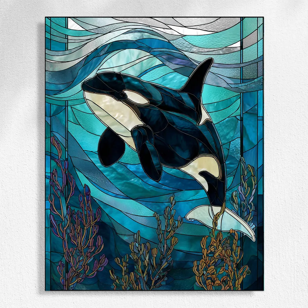 Orca in Ocean Currents - Paint by Numbers|paint by numbers for adults|PBA