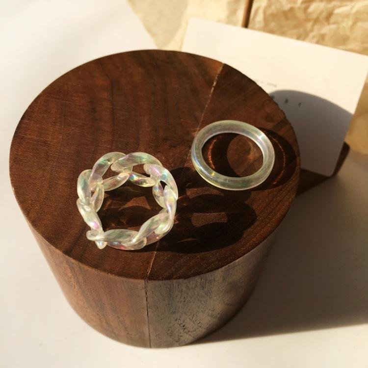 HOLOGRAPHIC ROUND RINGS (2 PCS)