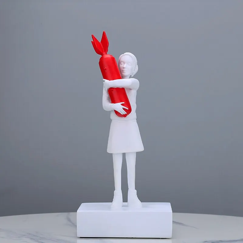 Modern Bomb Hugger Banksy Sculpture Bomb Girl Street Art Resin Statue ...