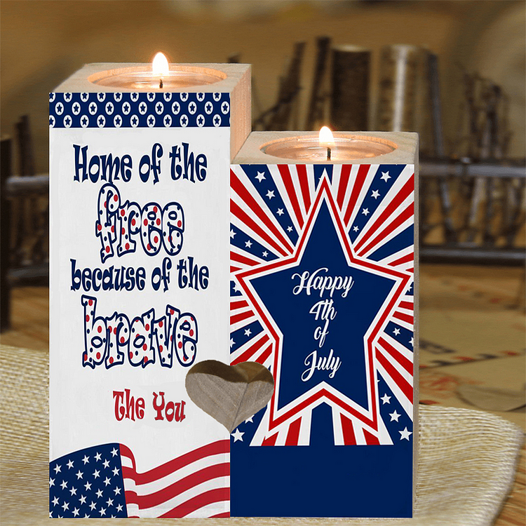 Happy 4th of July American Flag Candlestick Independence Day