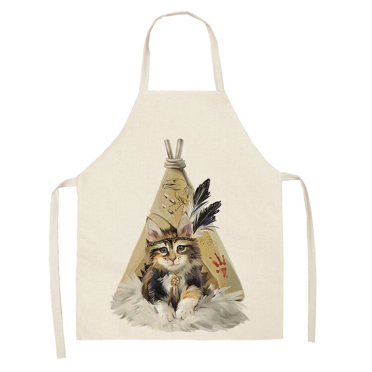 Linen Kitchen Apron - Cat