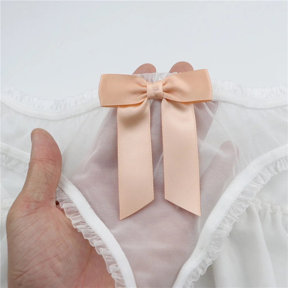 Uaang Ladies Sexy Transparent Briefs Low-rise See-through Bow Panty