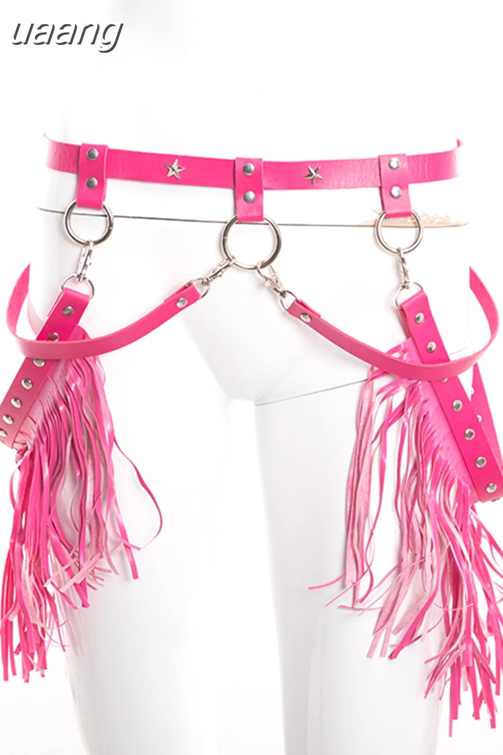 Uaang Punk Body Bondage Garter Set Long Tassel Bra Harness Pentagram
