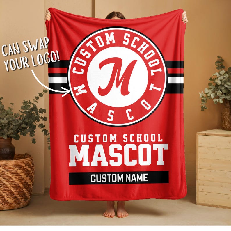 Custom Team Blanket, School Sport Team Logo Personalized Blanket With ...