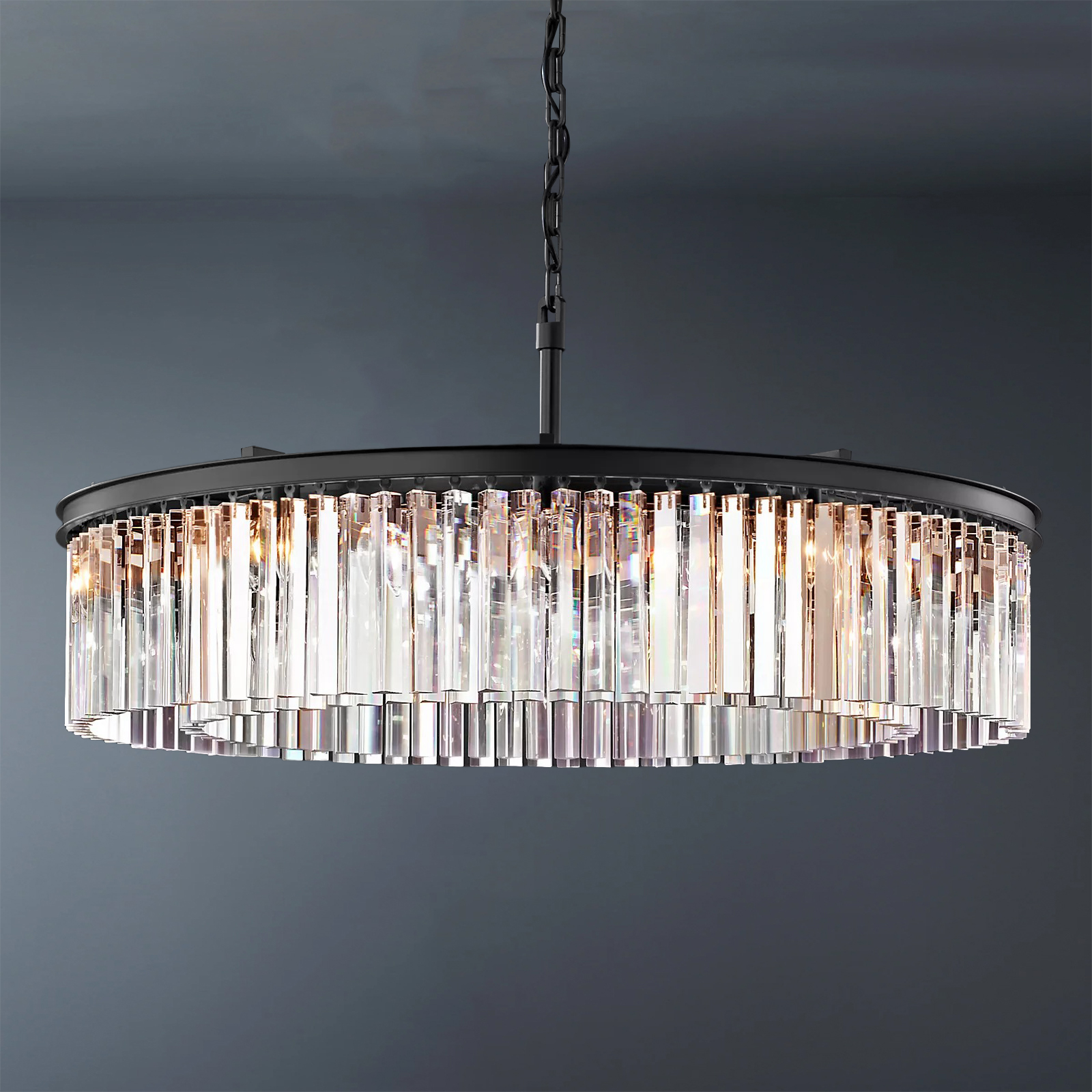 Round 1920s Odeon Crystal Chandelier Dining Room Lighting D43" Vjlight