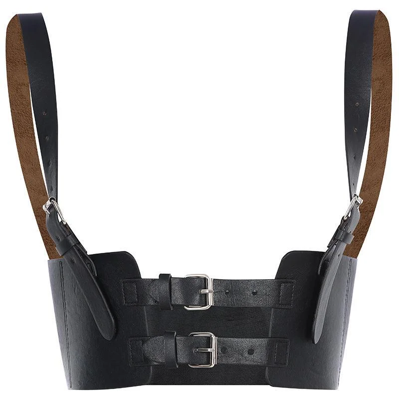 ADJUSTABLE WAIST LEATHER STRAP VEST