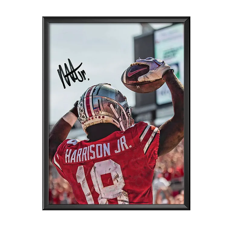 Marvin Harrison Jr-Ohio State Buckeyes Poster Art Autographed