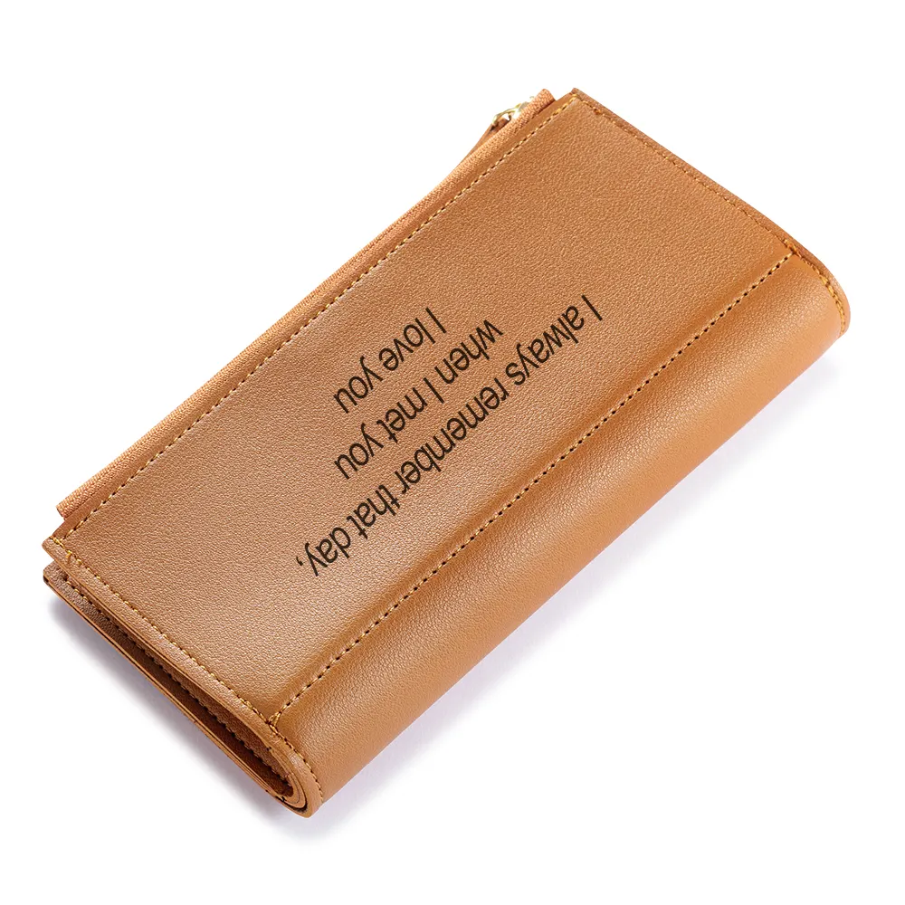 Personalized Leather Wallet Engraved Photo Long Purse Folding Wallet ...