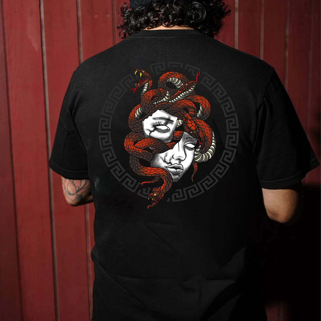 Fierce Snake Around Nun Black Print T-shirt