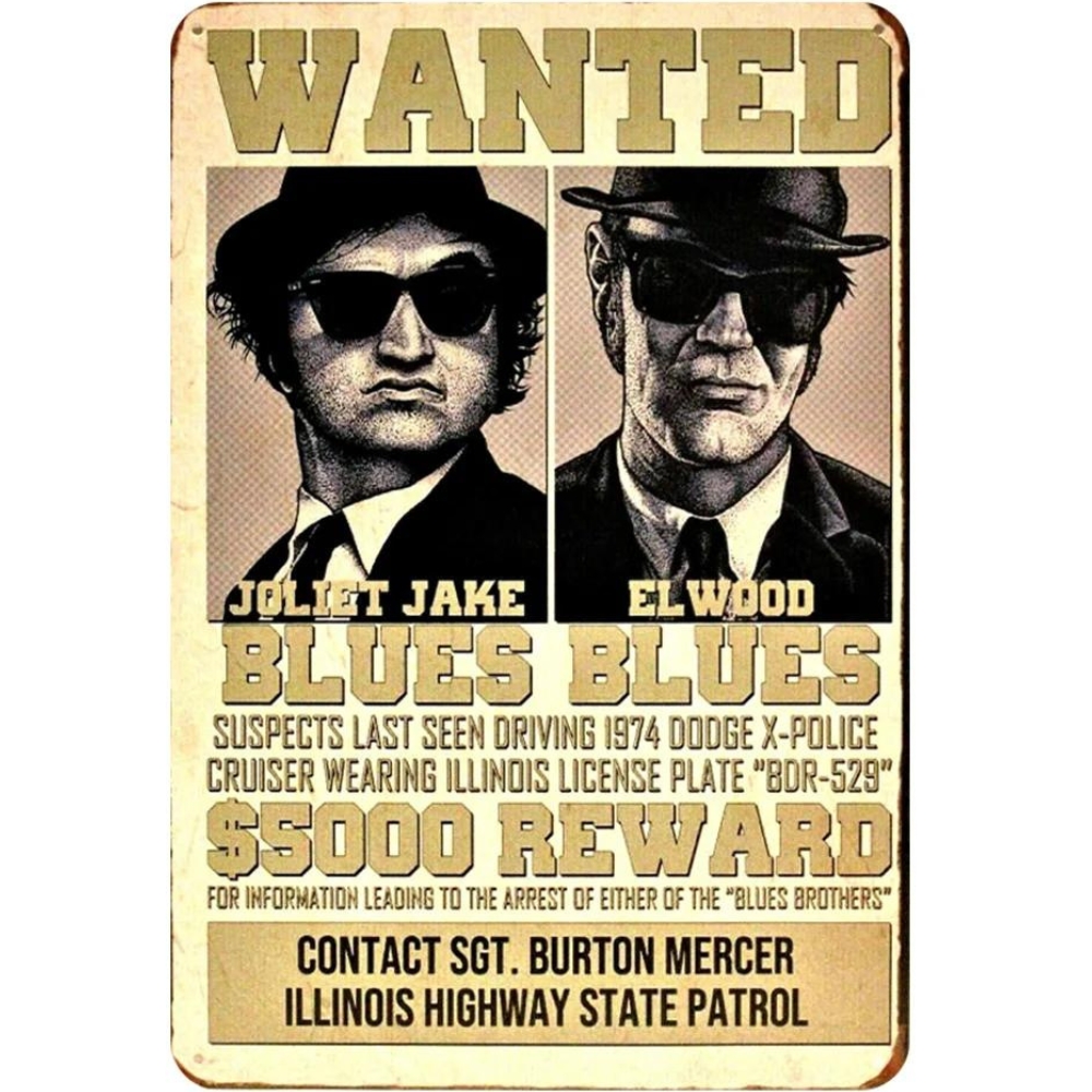 Blues Brothers Wanted - Vintage Metal Signs - 20*30cm - Music&Movie