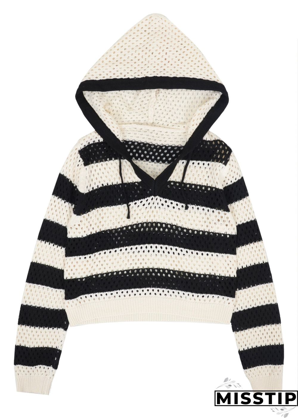 Net Two Tone Hoodie Sweater - MissTip