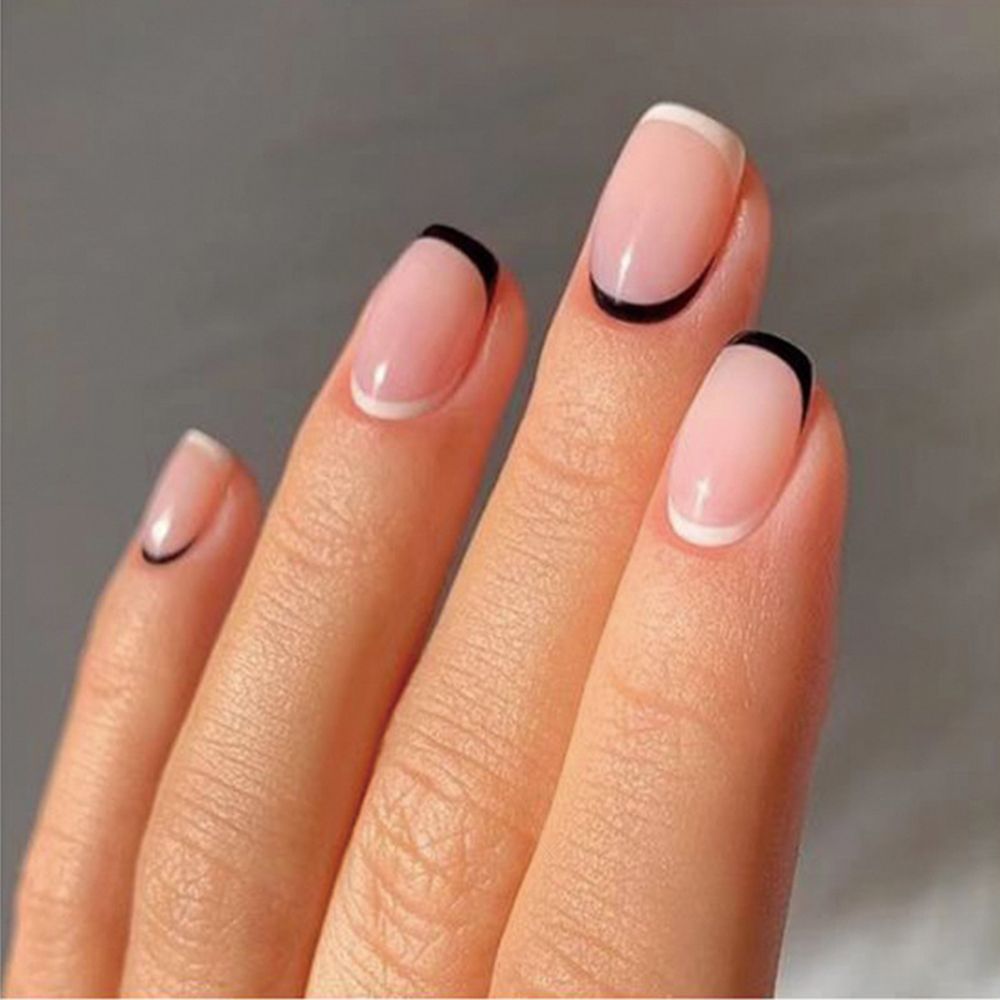 Churchf Round Head French Nails Glitter Line Fingernail Edge Decor ...