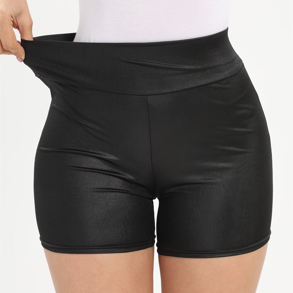 Uaang Black PU casual fashion summer shorts women clothing goth faux ...