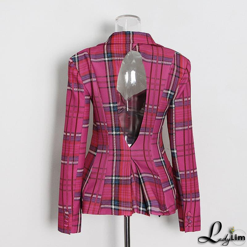 college style open-back suit jacket - Ladylim