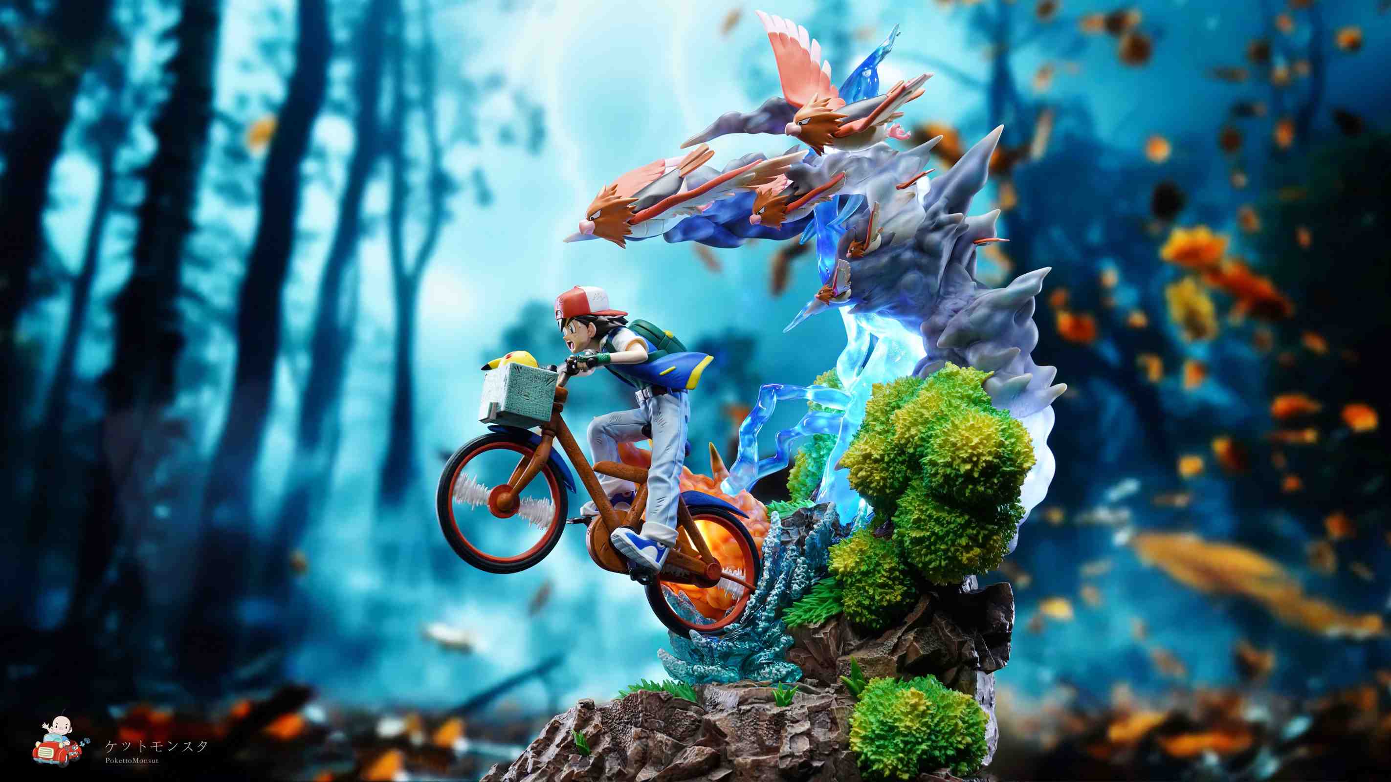 Riding Bike Ash Ketchum with LED - Pokemon Resin Statue - A.M ...