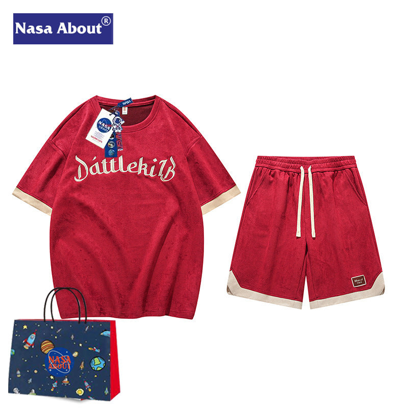 Nasa Tracksuit Leisure Sports Suit Men's Summer Couple Short-Sleeved T ...