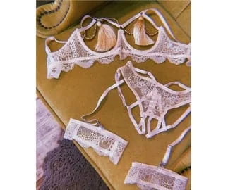 Tassel Open Cup Bra - Open Back Panties - Ouvert Panties - Crotchless ...