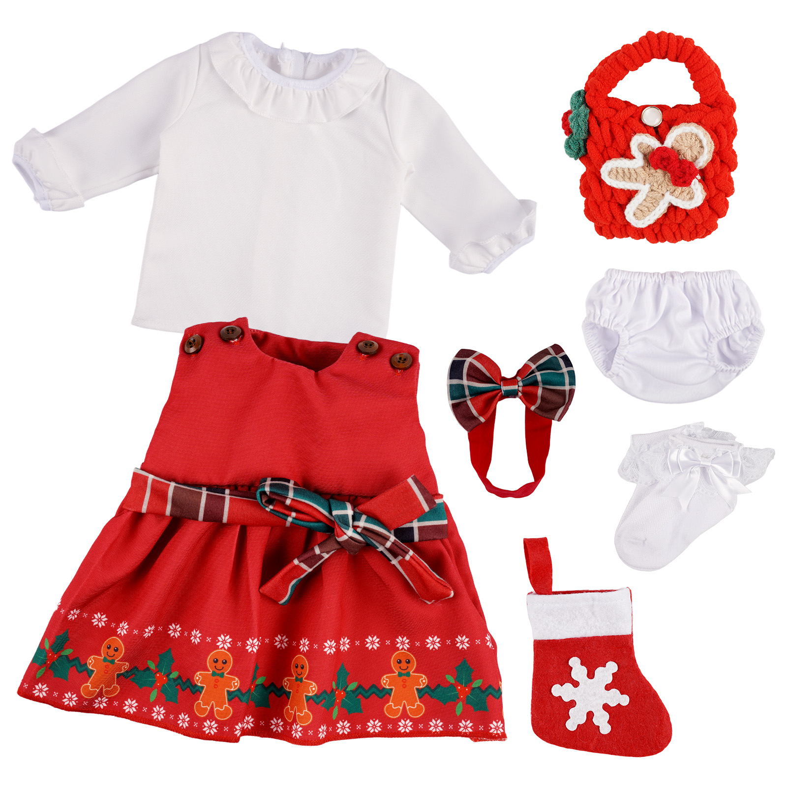17"-22" Reborn Baby Doll Red 7 Pcs Set Clothing Accessories