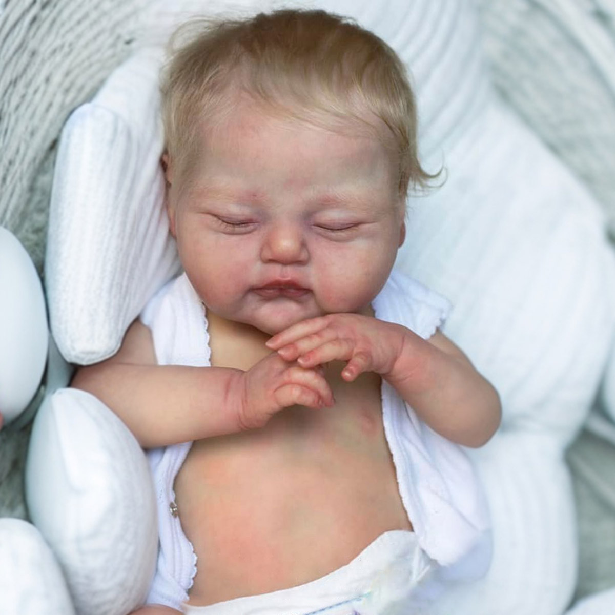 [Heatbeat Coos and Breath] 20" Lifelike Reborn Painted Hair Girl Baby ...